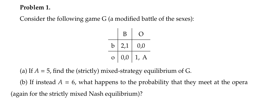 Solved Problem 1.Consider the following game G (a modified | Chegg.com