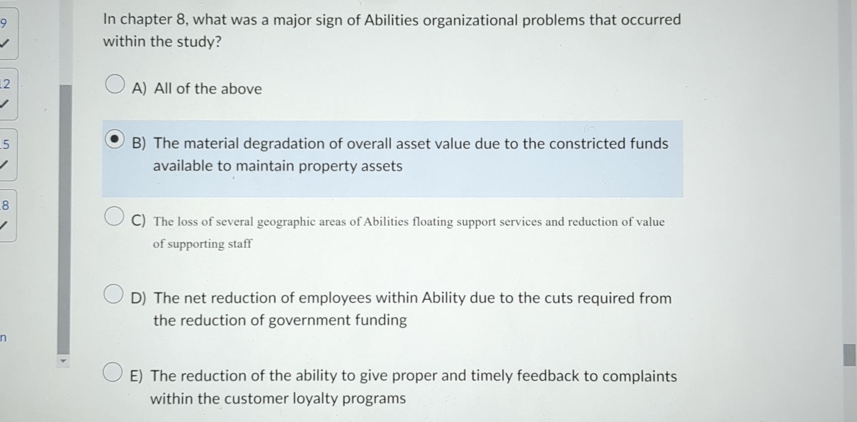 Solved In chapter 8, ﻿what was a major sign of Abilities | Chegg.com