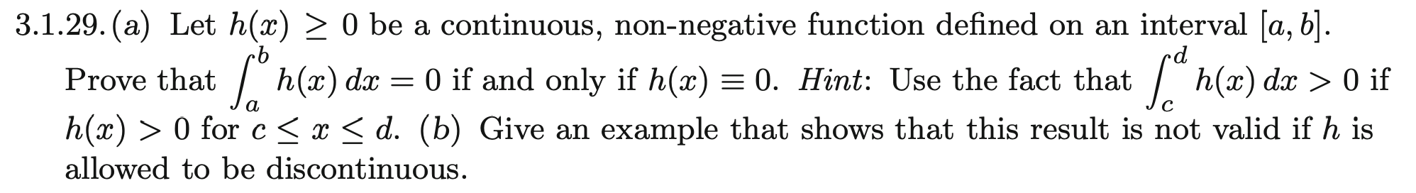 Solved 3.1.29. (a) ﻿Let h(x)≥0 ﻿be a continuous, | Chegg.com