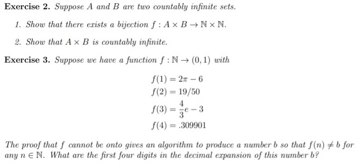Solved Exercise 2. Suppose A and B are two countably | Chegg.com