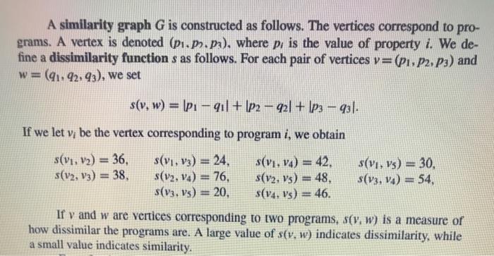 Solved Draw the similarity graph that result from setting | Chegg.com
