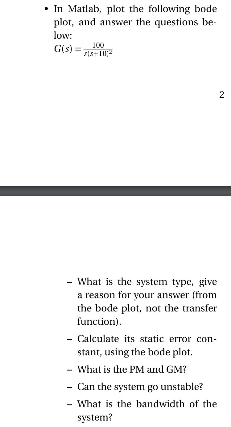 Solved answerIn Matlab, plot the following bodeplot, and | Chegg.com