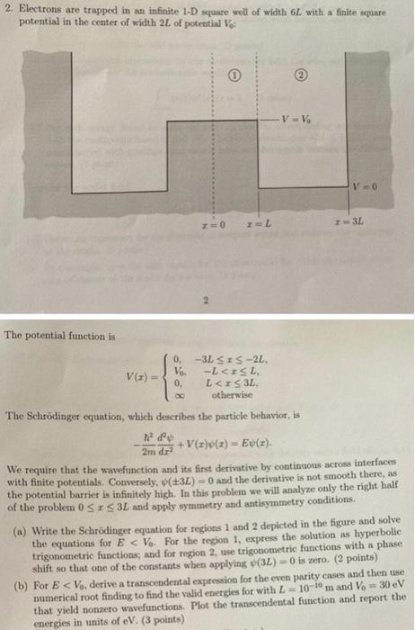 Solved 2. Electrons are trapped in an infinite 1-D square | Chegg.com