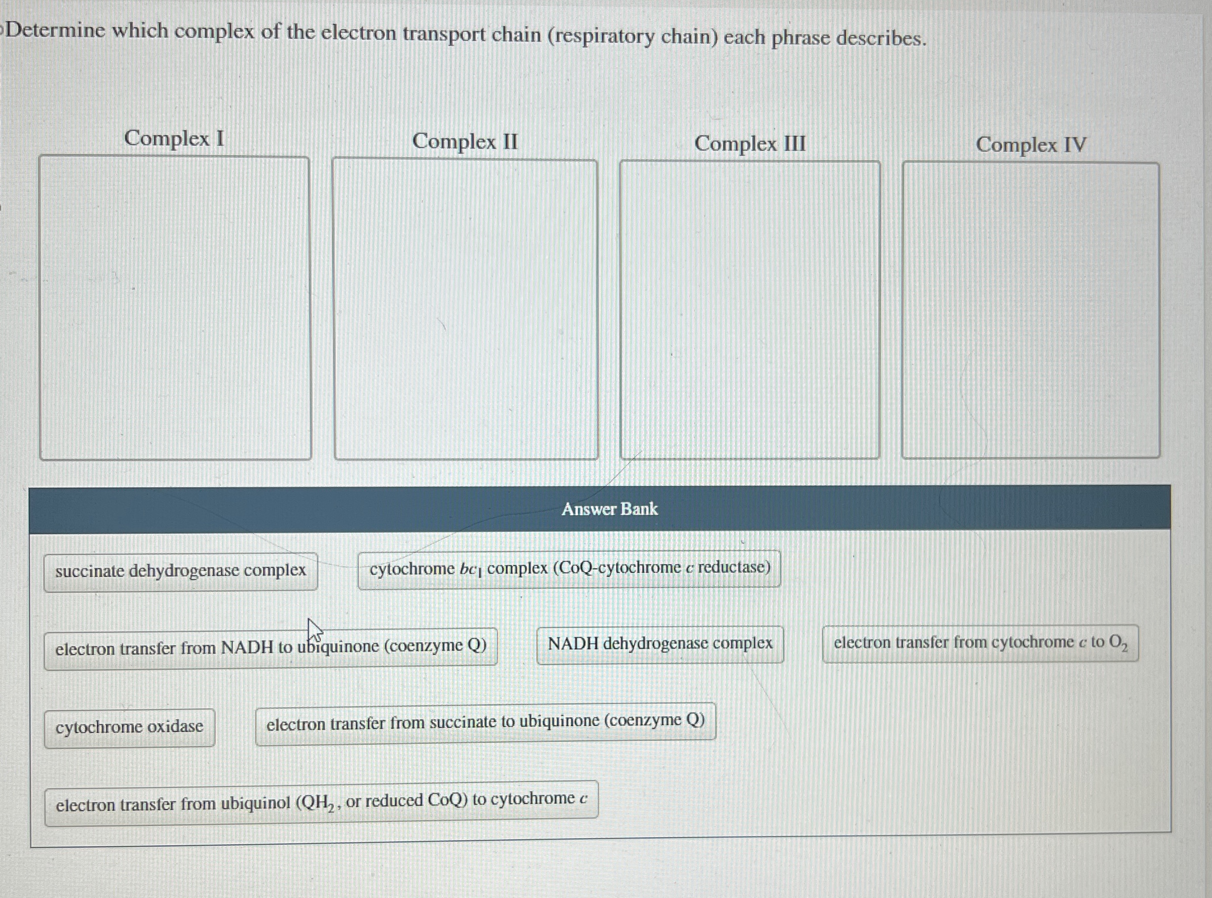 Solved Determine which complex of the electron transport | Chegg.com
