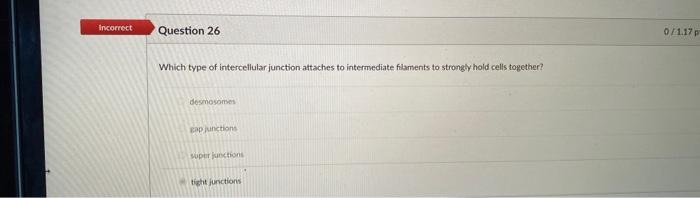 Solved Which type of intercellular junction attaches to | Chegg.com