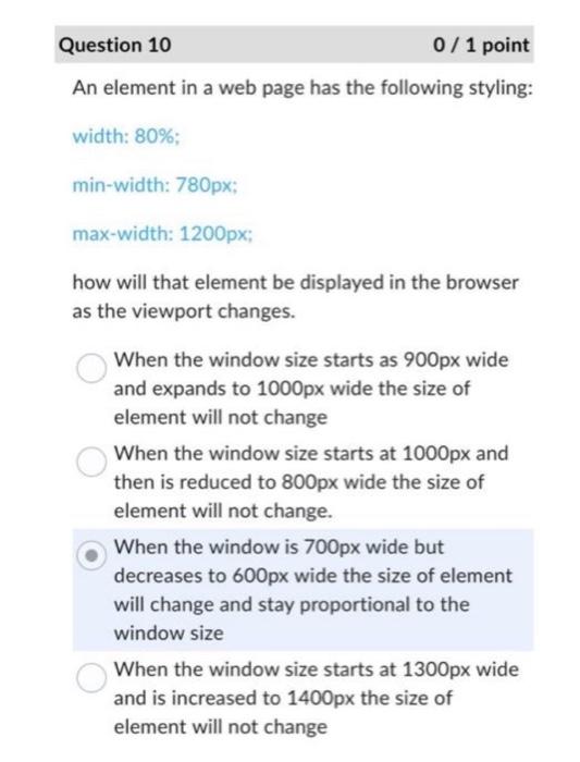 Solved An element in a web page has the following styling: | Chegg.com