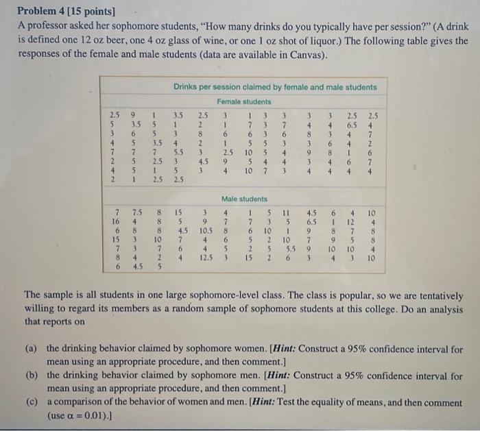 Problem 4 [15 points] A professor asked her sophomore | Chegg.com
