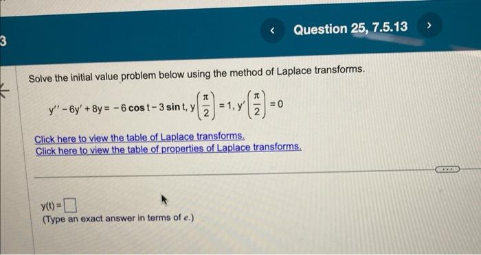 Solved Solve the initial value problem below using the | Chegg.com