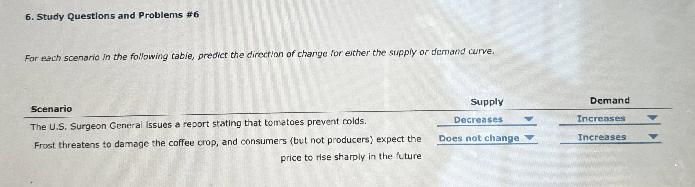 Solved Study Questions and Problems #6For each scenario in | Chegg.com