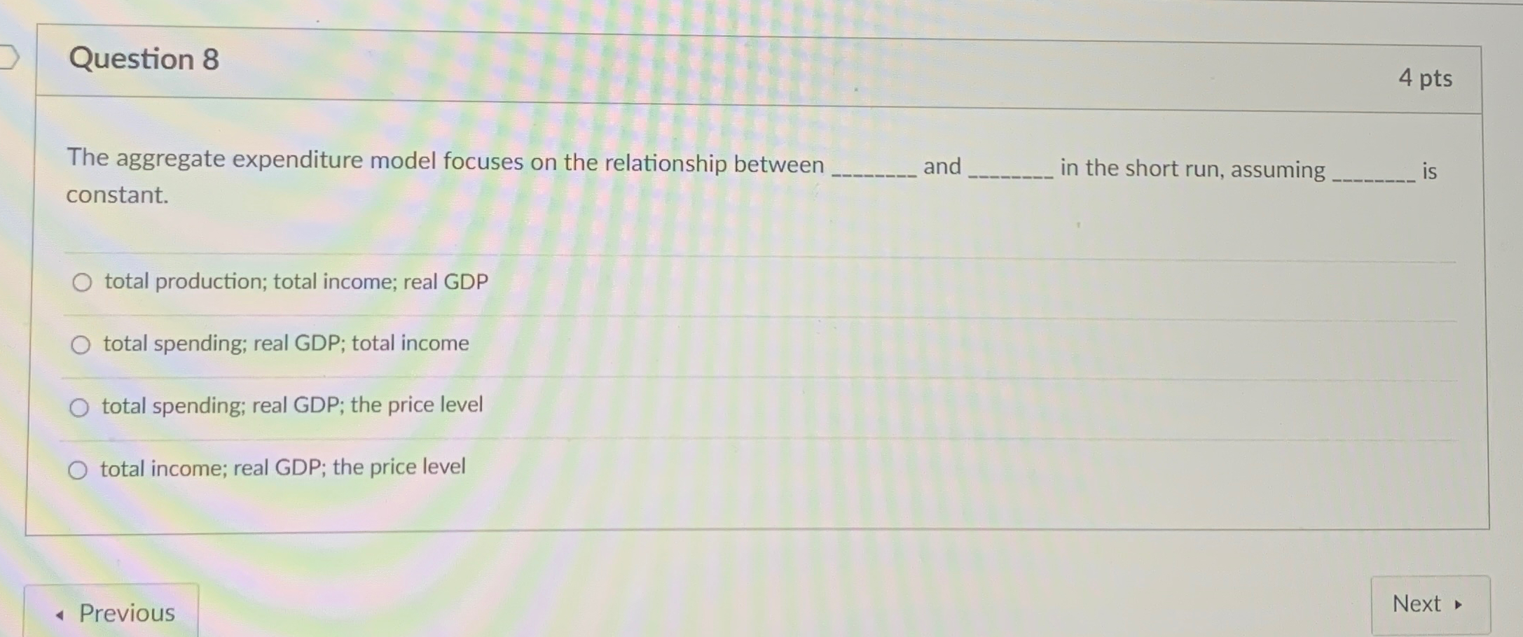 Solved Question 84 ﻿ptsThe aggregate expenditure model | Chegg.com