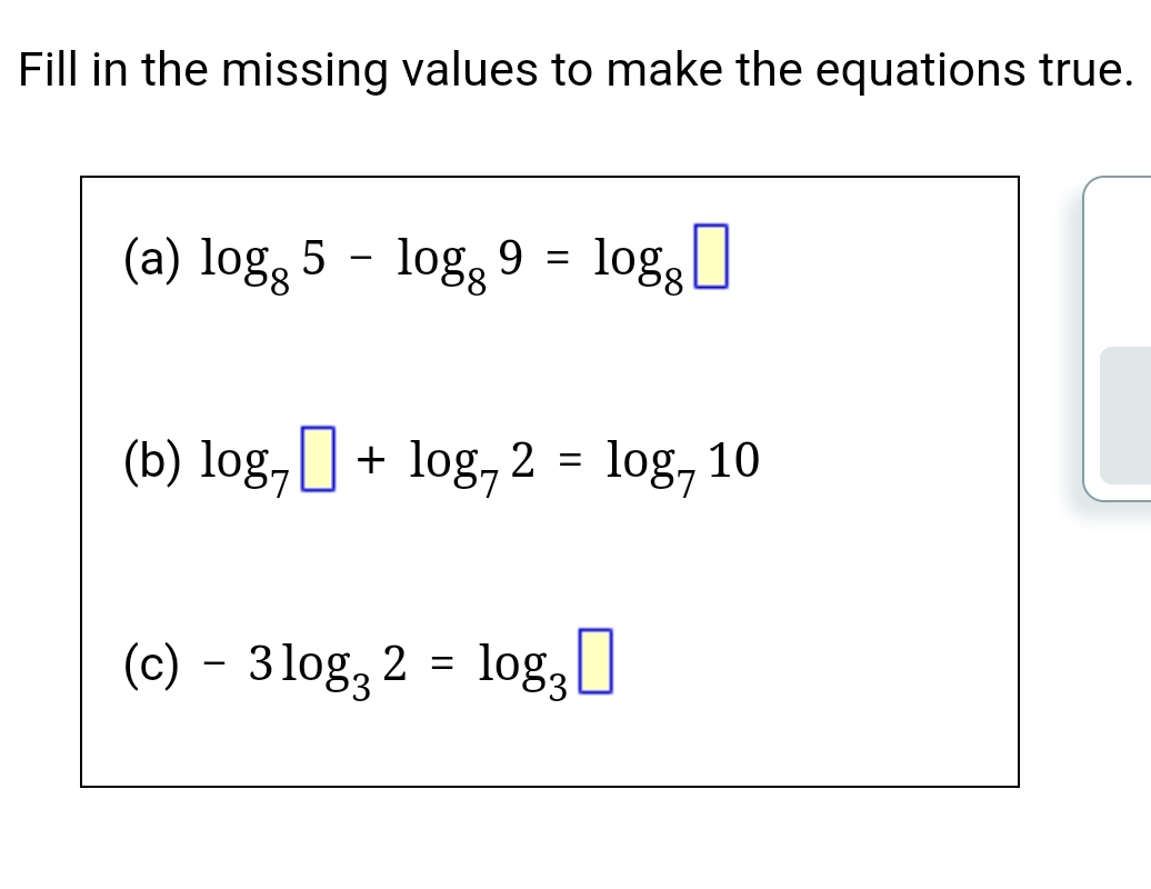Solved Fill in the missing values to make the equations | Chegg.com