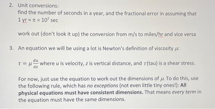Solved 2. Unit conversions: find the number of seconds in a | Chegg.com
