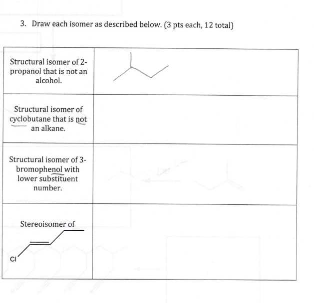 Solved Draw each isomer as described below. ( 3 ﻿pts each, | Chegg.com