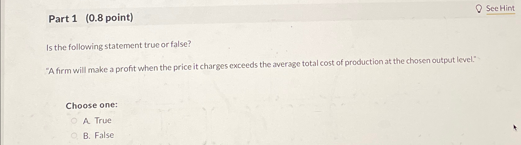 Solved Part 1 (0.8 ﻿point)See HintIs the following statement | Chegg.com