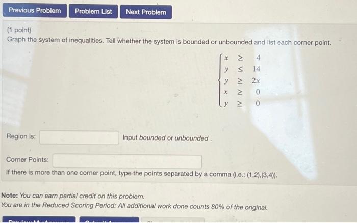 Solved Previous Problem Problem List Next Problem (1 point) | Chegg.com