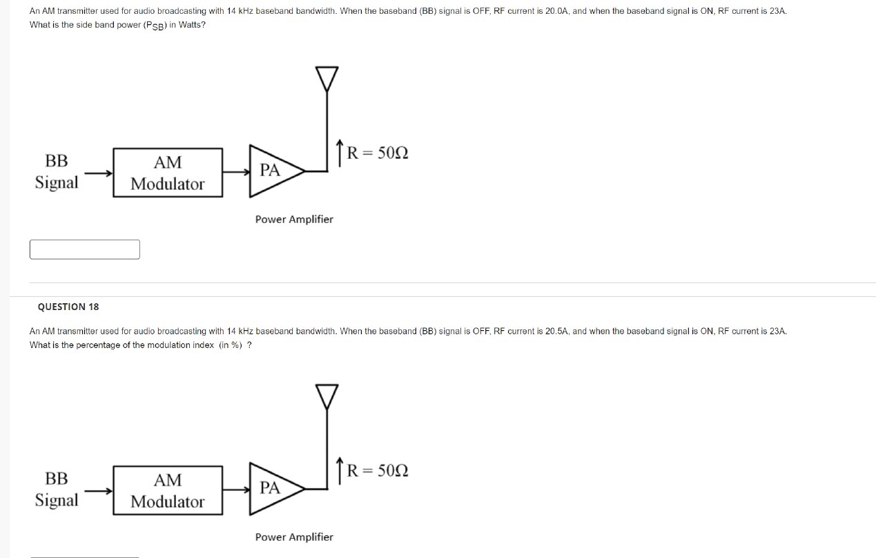 Solved What is the side band power (PSB) ﻿in Watts?QUESTION | Chegg.com