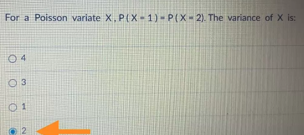Solved For a Poisson variate x,P(x=1)=P(x=2). ﻿The variance | Chegg.com