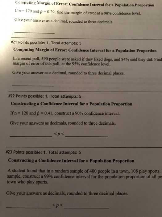 Solved Computing Margin of Error: Confidence Interval for a | Chegg.com