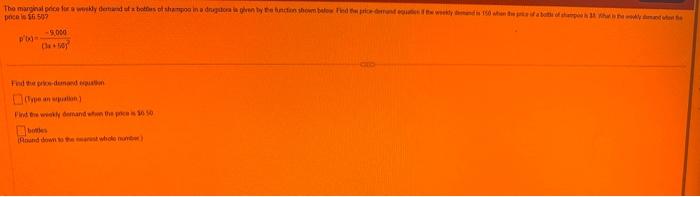 Solved p′(x)=(3x+50)2−9.000 Find the pice-dimand equation | Chegg.com