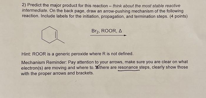 Solved 2) Predict the major product for this reaction - | Chegg.com