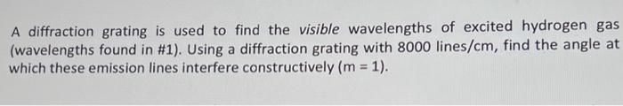 Solved A Diffraction Grating Is Used To Find The Visible