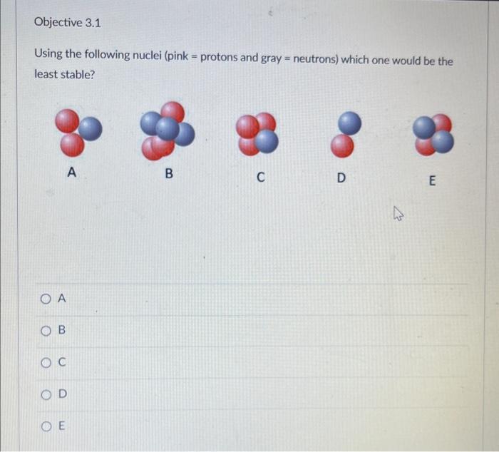 Solved Using the following nuclei (pink = protons and gray = | Chegg.com