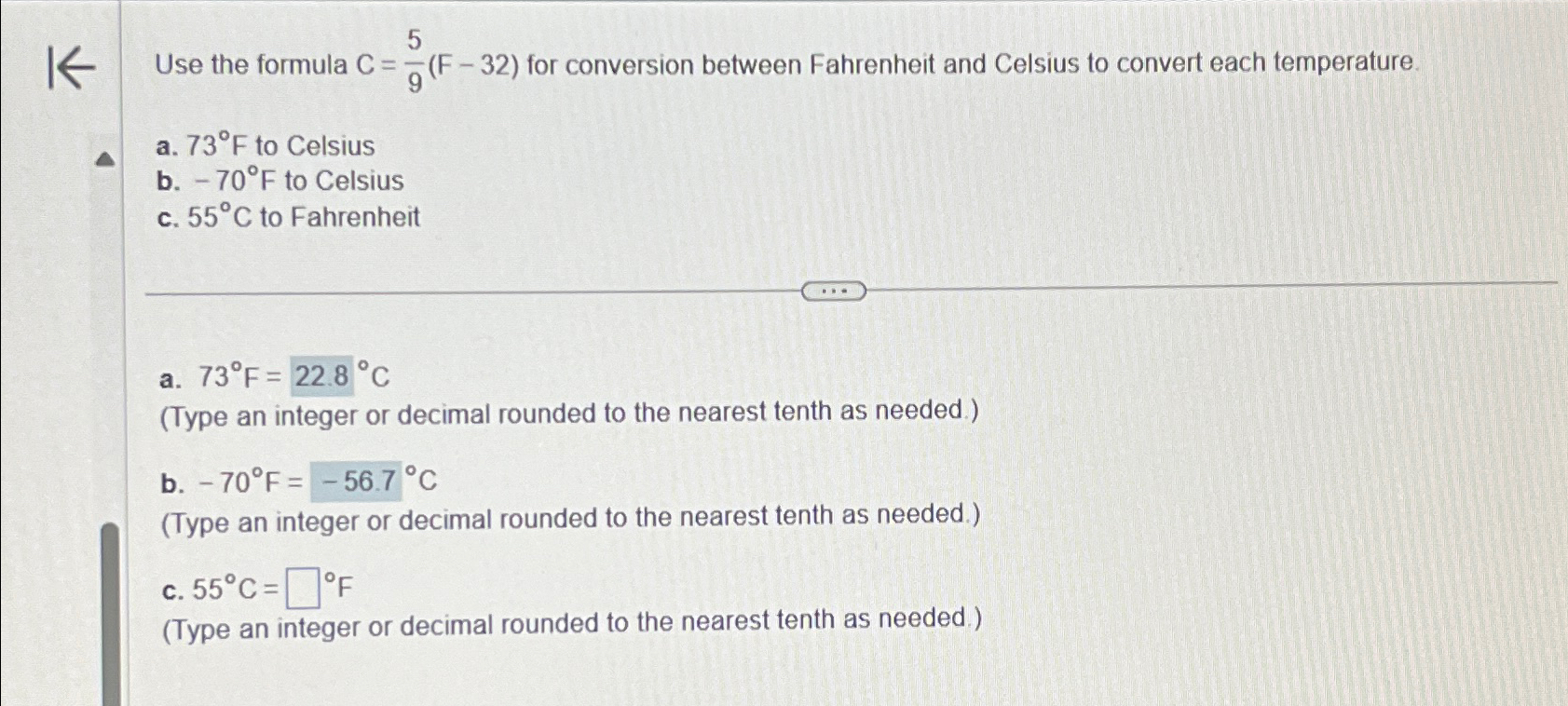 Solved Use The Formula C 59 F 32 for Conversion Between Chegg