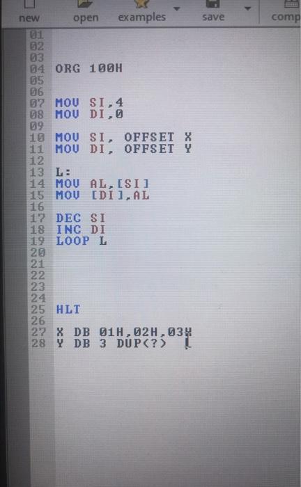 Solved in 8086 assembly language fix this code to save the X | Chegg.com