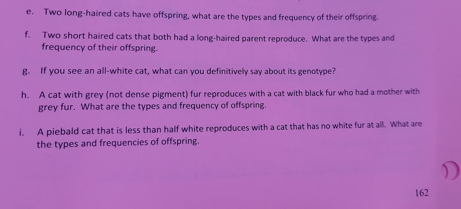 Solved E Two Long Haired Cats Have Offspring What Are The