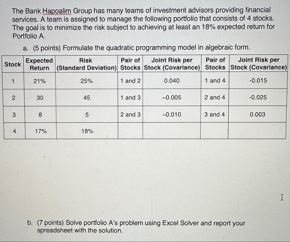 Solved Please help me answer question B. ﻿Solve portfolio | Chegg.com