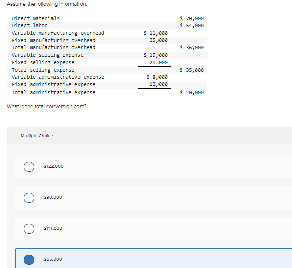 Solved Assume the following information:What is the total | Chegg.com