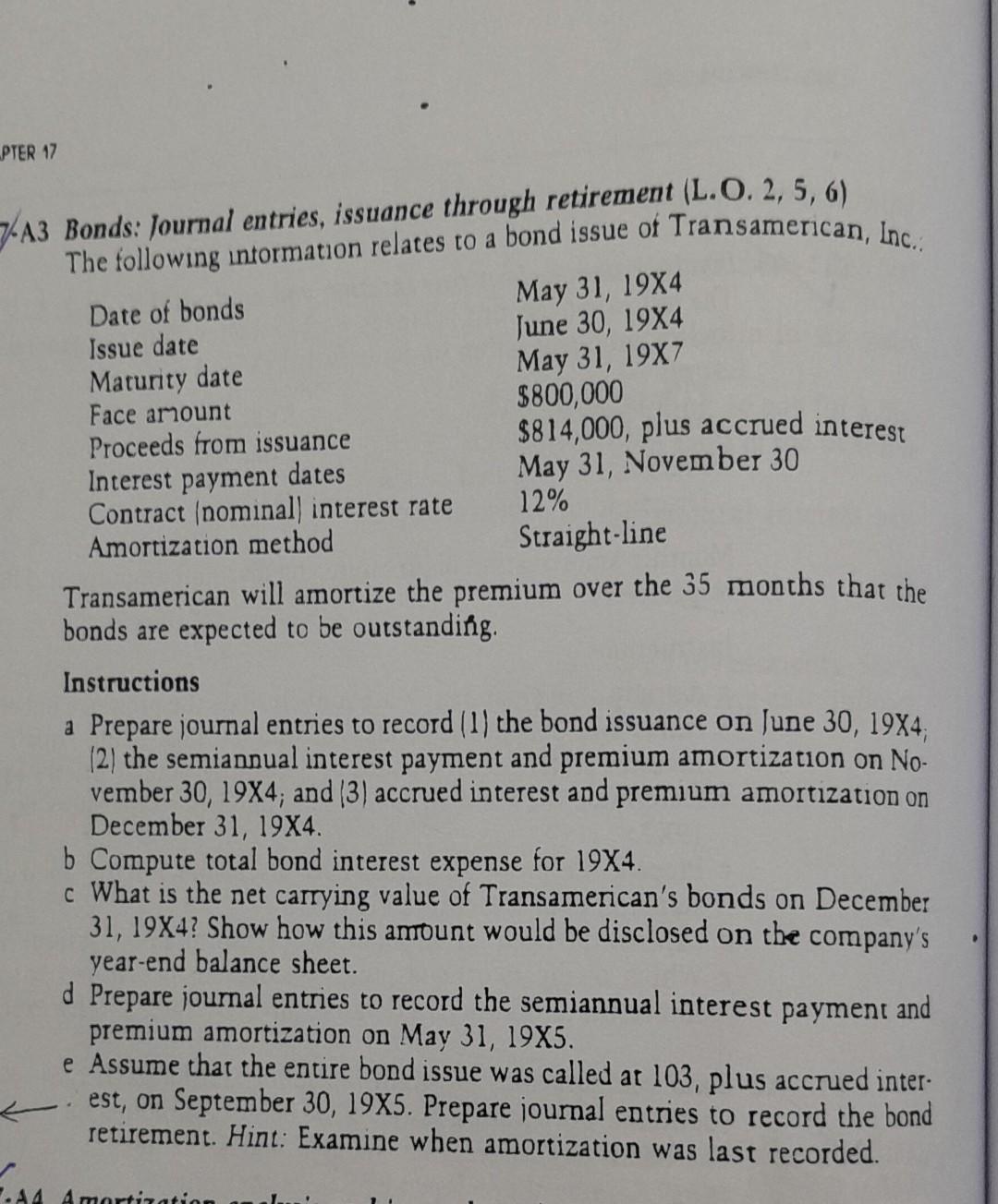 Solved A3 Bonds: Journal entries, issuance through | Chegg.com