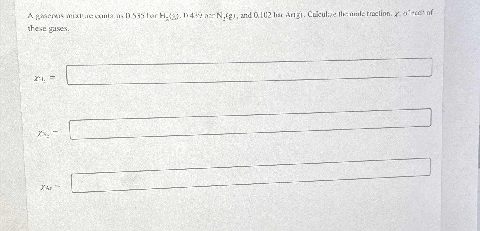 Solved A gaseous mixture contains 0.535 ﻿bar ( | Chegg.com