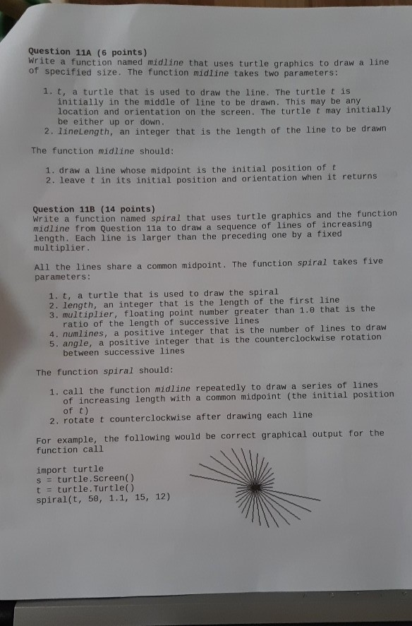 Solved Question 11A (6 points) Write a function named | Chegg.com