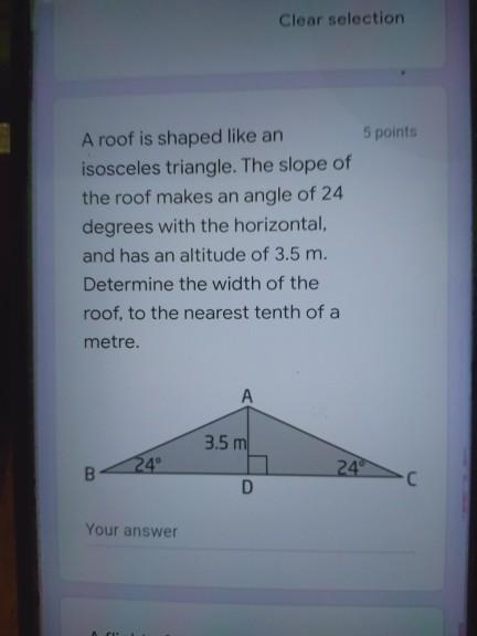 Solved Clear selection 5 points A roof is shaped like an | Chegg.com