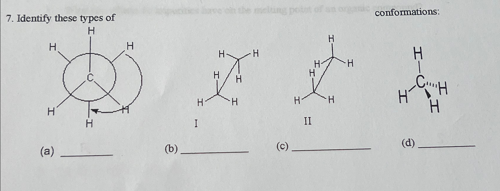 Solved Identify these types of conformations:(a)(b)(c)(d) | Chegg.com