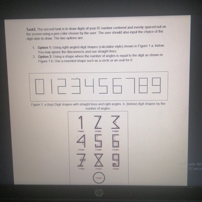 Task2. The second task is to draw digits of your ID | Chegg.com