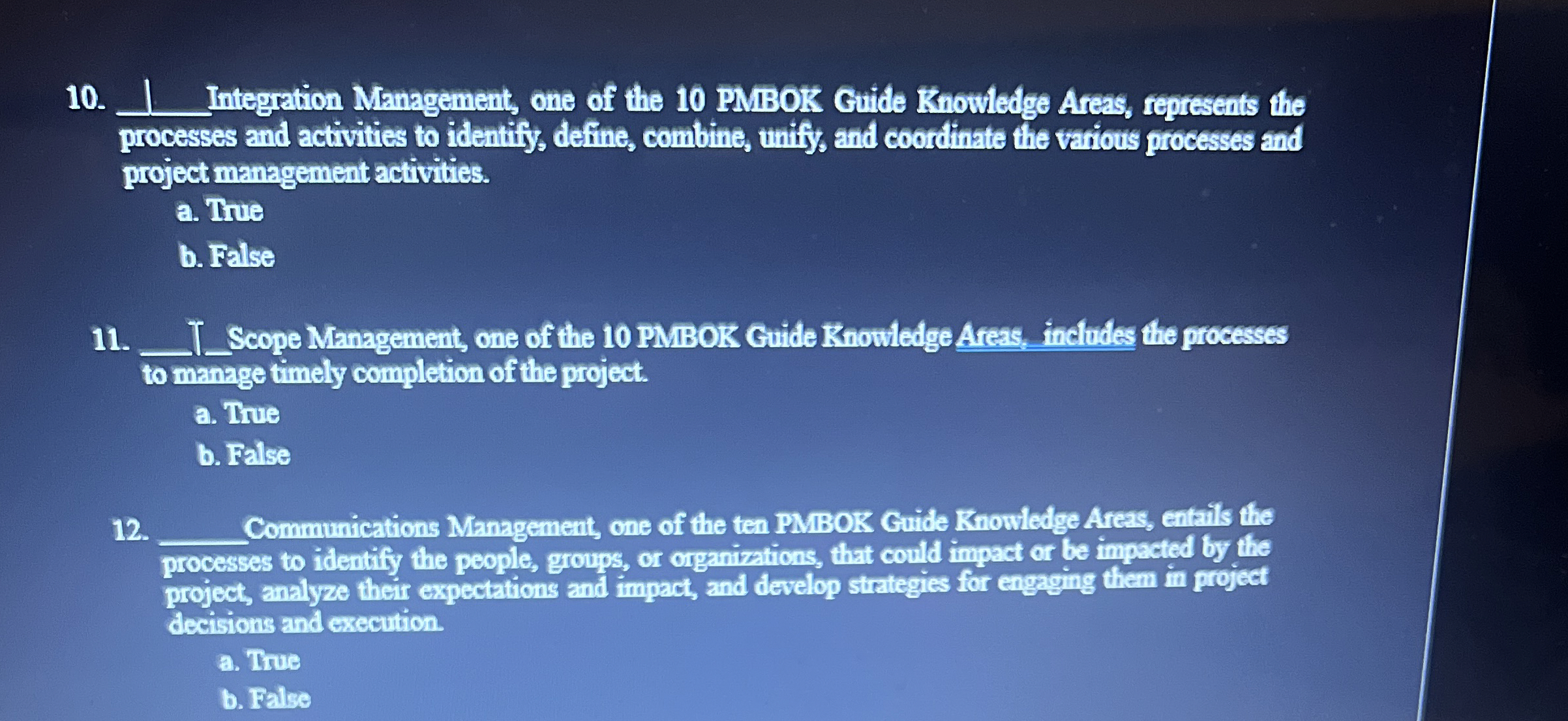 Solved Integretion Management, one of the 10 ﻿PMBOK Guide | Chegg.com