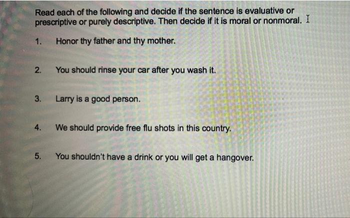 Read each of the following and decide if the sentence | Chegg.com