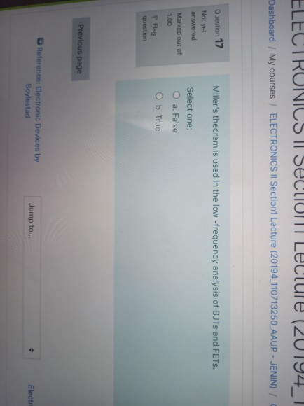 Solved ELECTRONICS II SECCIONIT LeClure (20194_ Dashboard / | Chegg.com