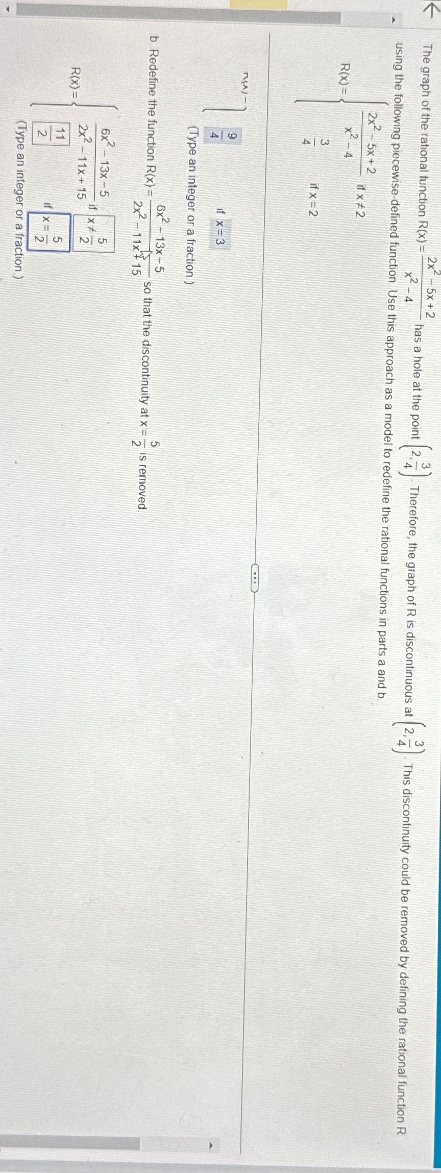 Solved The graph of the rational function R(x)=2x2-5x+2x2-4 | Chegg.com