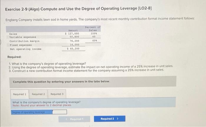 Solved Exercise 2-9 (Algo) Compute and Use the Degree of | Chegg.com