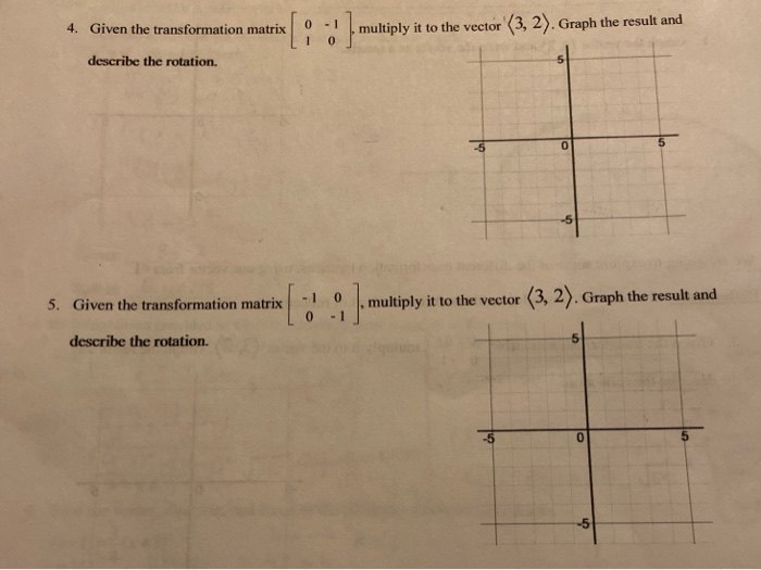 Solved 4. Given the transformation matrix o multiply it to | Chegg.com