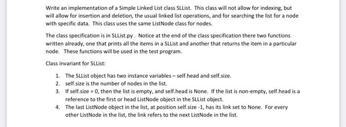 Solved Write An Implementation Of A Simple Linked List Class