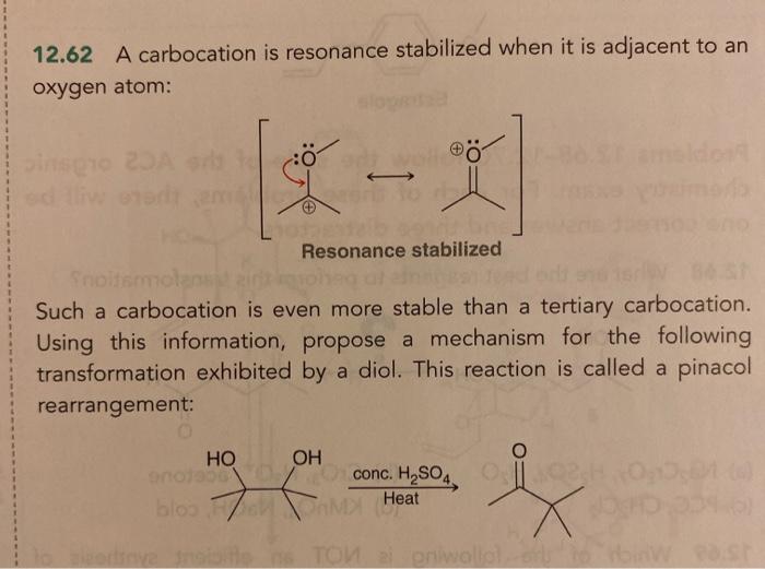 Solved 12.62 A carbocation is resonance stabilized when it | Chegg.com