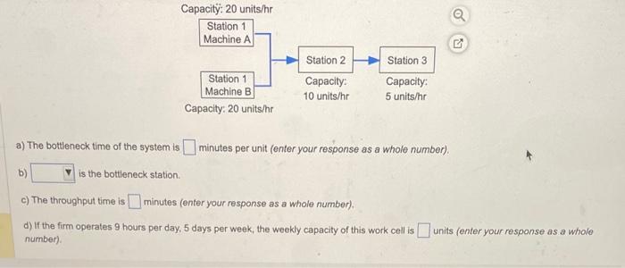 Solved a) The bottleneck time of the system is minutes per | Chegg.com
