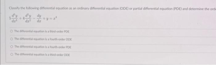Solved Classify the following differential equation as an | Chegg.com