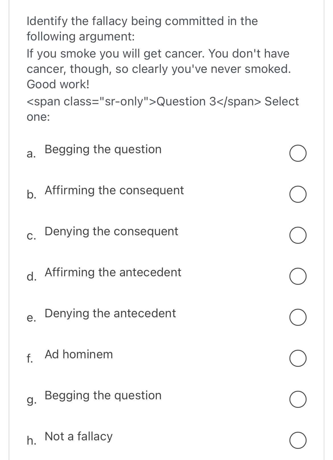 Solved Identify the fallacy being committed in the following | Chegg.com