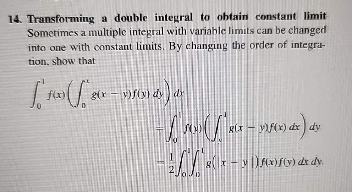 Solved Transforming a double integral to obtain constant | Chegg.com