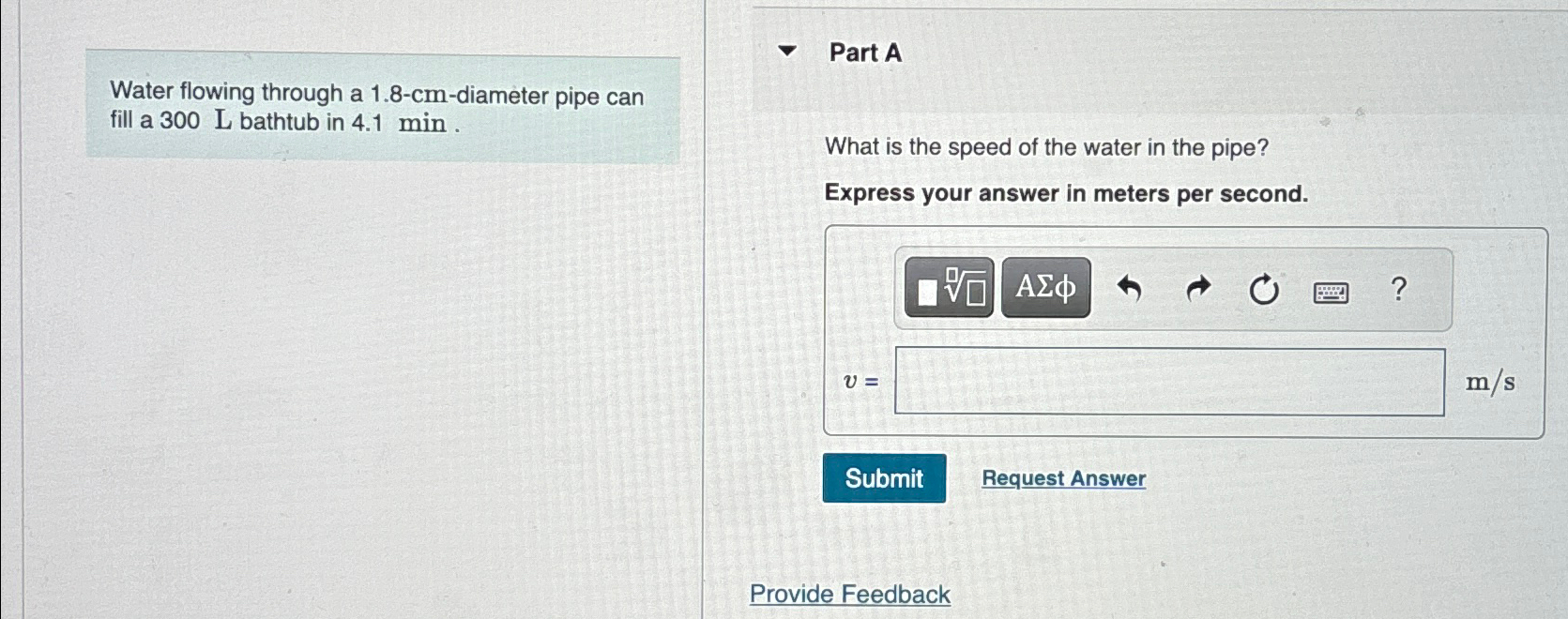 Solved Water flowing through a 1.8-cm-diameter pipe can fill | Chegg.com